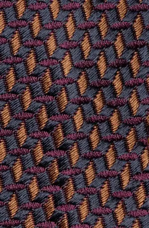 Eton Micro Geometric Woven Silk Tie - Medium Brown