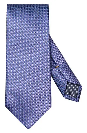 Eton Micro Geometric Woven Silk Tie - Medium Purple