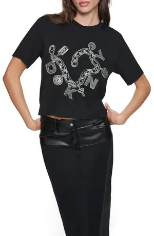 Dkny Charm Bracelet Graphic T-shirt - Black