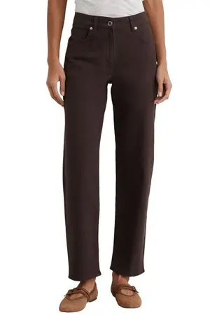 REISS Selin Mid Rise Straight Leg Jeans - Chocolate