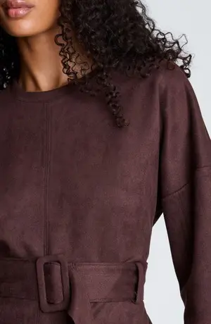 KENNETH COLE Belted Long Sleeve Crewneck Top