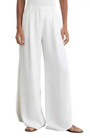 REISS Deena Side Split Wide Leg Trousers - White