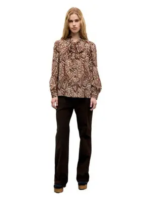 Gerard Darel Lisie Tie Neck Paisley Shirt