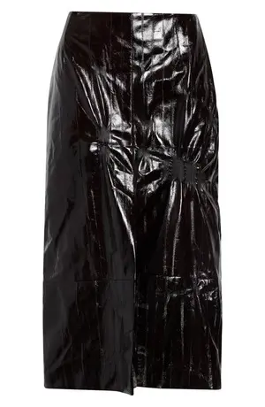 Akris Lacquered Eel Leather Pencil Skirt