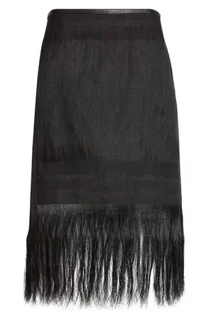 Akris Horsehair Fringe Pencil Skirt - Black