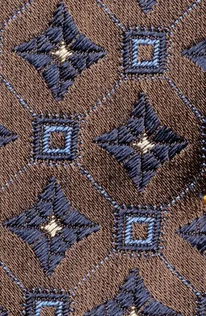 Eton Medallion Woven Silk Tie - Medium Brown