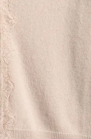 RE/DONE Ruby Lace Trim Cashmere Cardigan