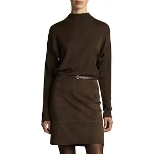 Vince Relaxed Funnel Neck Wool Blend Top - Pinewood