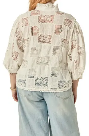 English Factory Embroidered Ruffle Button Shirt