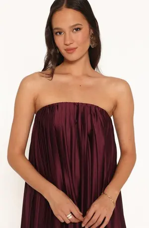 PETAL & PUP Nalania Strapless Maxi Dress - Sangria Red