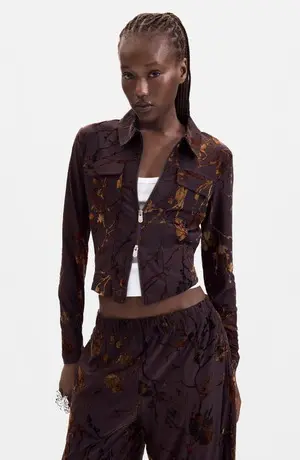Desigual Burnout Floral Wide Leg Pants