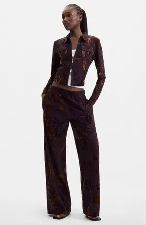 Desigual Burnout Floral Wide Leg Pants