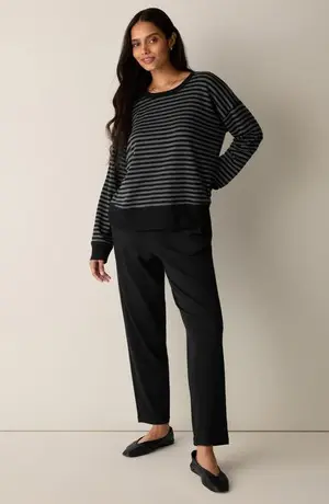 Eileen Fisher Stripe Crewneck Long Sleeve T-shirt