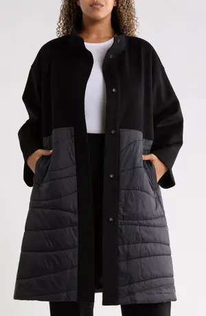 Eileen Fisher Stand Collar Recycled Nylon Coat