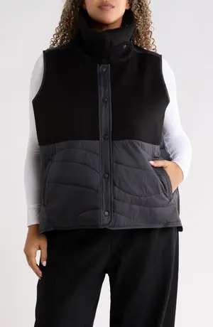 Eileen Fisher Quilted Recycled Nylon Vest - Black