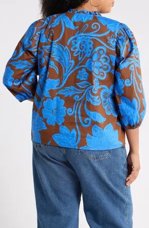 SUGARLIPS Ofelia Floral Kiley Split Neck Top