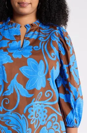 SUGARLIPS Ofelia Floral Kiley Split Neck Top