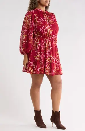 SUGARLIPS Ginnie Floral Paxton Balloon Sleeve Dress