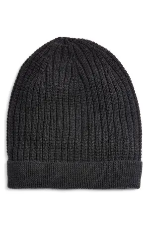 Eileen Fisher Ribbed Merino Wool Beanie - Charcoal