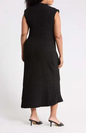 SUGARLIPS Mock Neck Bubble Knit Dress - Black