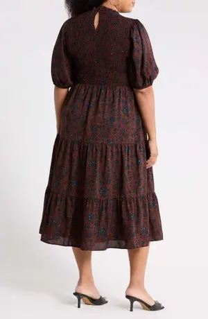 SUGARLIPS Kalida Beau Frazier Smocked Tiered Midi Dress