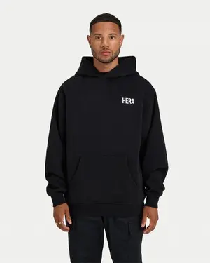 HERA Staple Long Sleeve Oversized Hoodie - Black