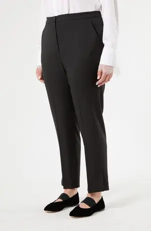 Marina Rinaldi Fascino Virgin Wool Tapered Trousers - Black