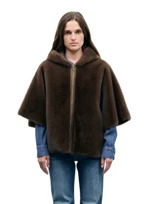 Gerard Darel Amel Faux Fur Hooded Cape