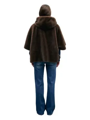 Gerard Darel Amel Faux Fur Hooded Cape