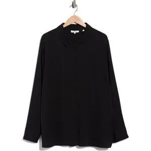 Vince Stretch Silk Slim Blouse Black
