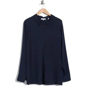 Vince Stretch Silk Slim Blouse - Costal