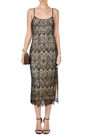 Endless Rose Beaded Sleeveless Midi Dress - Black/nude