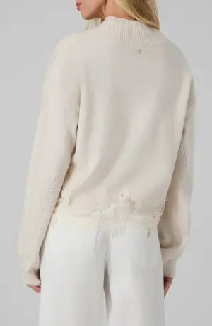 Guess Hayden Lace Hem Mock Neck Sweater - Silver