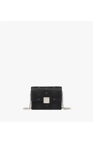 Mcm Aren Chain Wallet In Visetos - Black