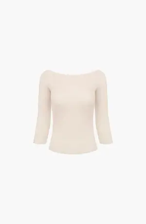 ODDLI Knit 3/4 Sleeve Boat Neck Top