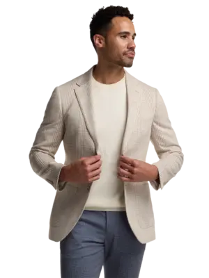PAUL FREDRICK Cotton Blend Plaid Single Breasted Notch Lapel Knit Sport Coat