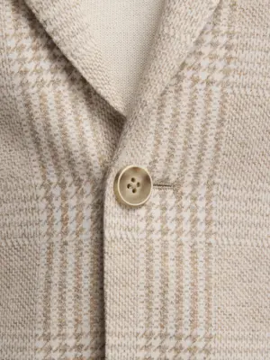 PAUL FREDRICK Cotton Blend Plaid Single Breasted Notch Lapel Knit Sport Coat