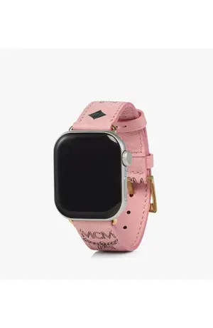 Mcm 38-41mm Apple Watch Band In Visetos - Soft Pink