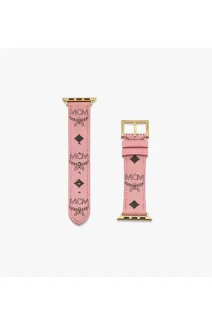 Mcm 38-41mm Apple Watch Band In Visetos - Soft Pink