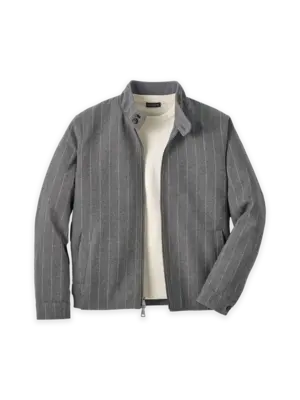 PAUL FREDRICK Wool Blend Bomber Jacket - Grey