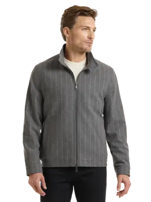 PAUL FREDRICK Wool Blend Bomber Jacket - Grey