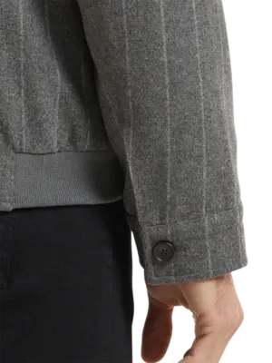 PAUL FREDRICK Wool Blend Bomber Jacket - Grey