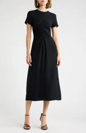 Chelsea28 Ruched Front Midi Dress Black