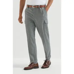 Brunello Cucinelli Virgin Wool Flannel Trousers With Cargo Pockets