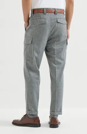 Brunello Cucinelli Virgin Wool Flannel Trousers With Cargo Pockets