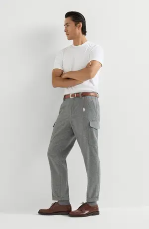 Brunello Cucinelli Virgin Wool Flannel Trousers With Cargo Pockets