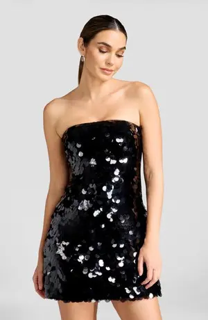 Dress The Population Scottie Strapless Paillette Cocktail Minidress