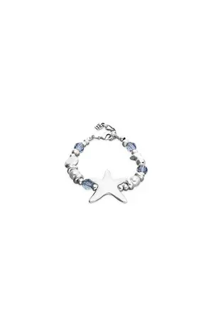 UNODE50 Tone Bracelet With Blue Faceted Crystals And Star - Silver