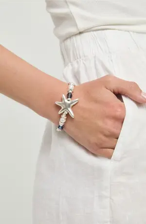 UNODE50 Tone Bracelet With Blue Faceted Crystals And Star