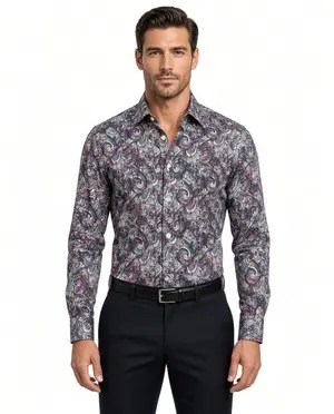 MASUTTO Brasillia Print Button-up Long Sleeve Shirt